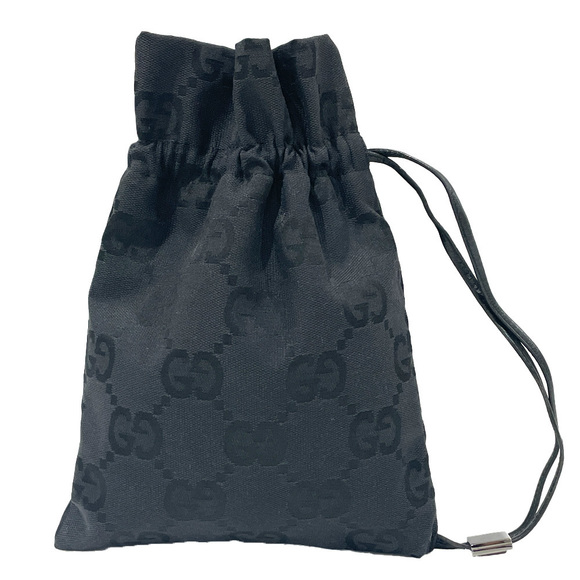 Gucci | Bags | Gucci Logo Plate Drawstring Pouch Black | Poshmark
